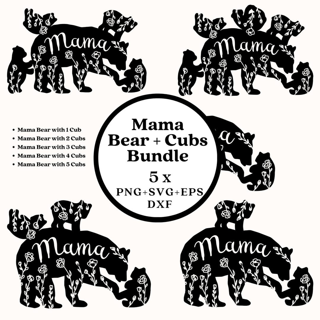 Mama Bear Cubs SVG Bundle | Bear Family Mom Shirt Cut File (digital ...