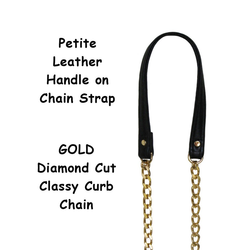 GOLD Chain Strap with Leather Petite Handle Classy Curb | Etsy
