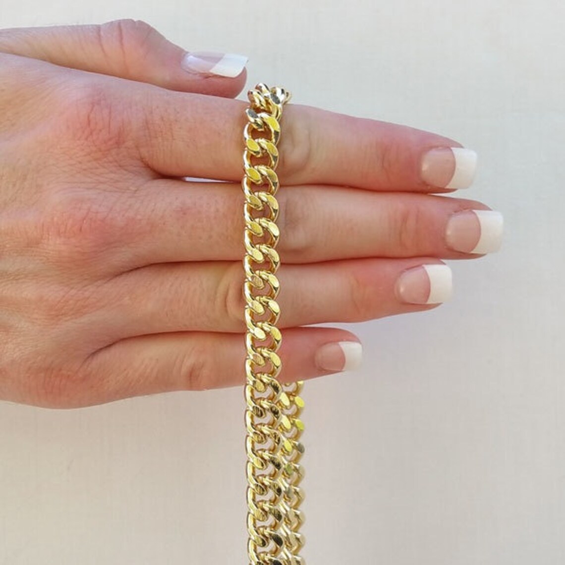 Thick Fancy Link Curb Chain Strap With Diamond Cut Accents - Etsy