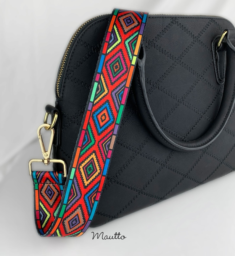 Colorful Geometric Diamond Bag Strap – Adjustable Crossbody Guitar ...