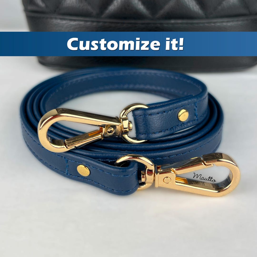 Navy Leather Purse Strap: Customize Length From Short Shoulder to ...