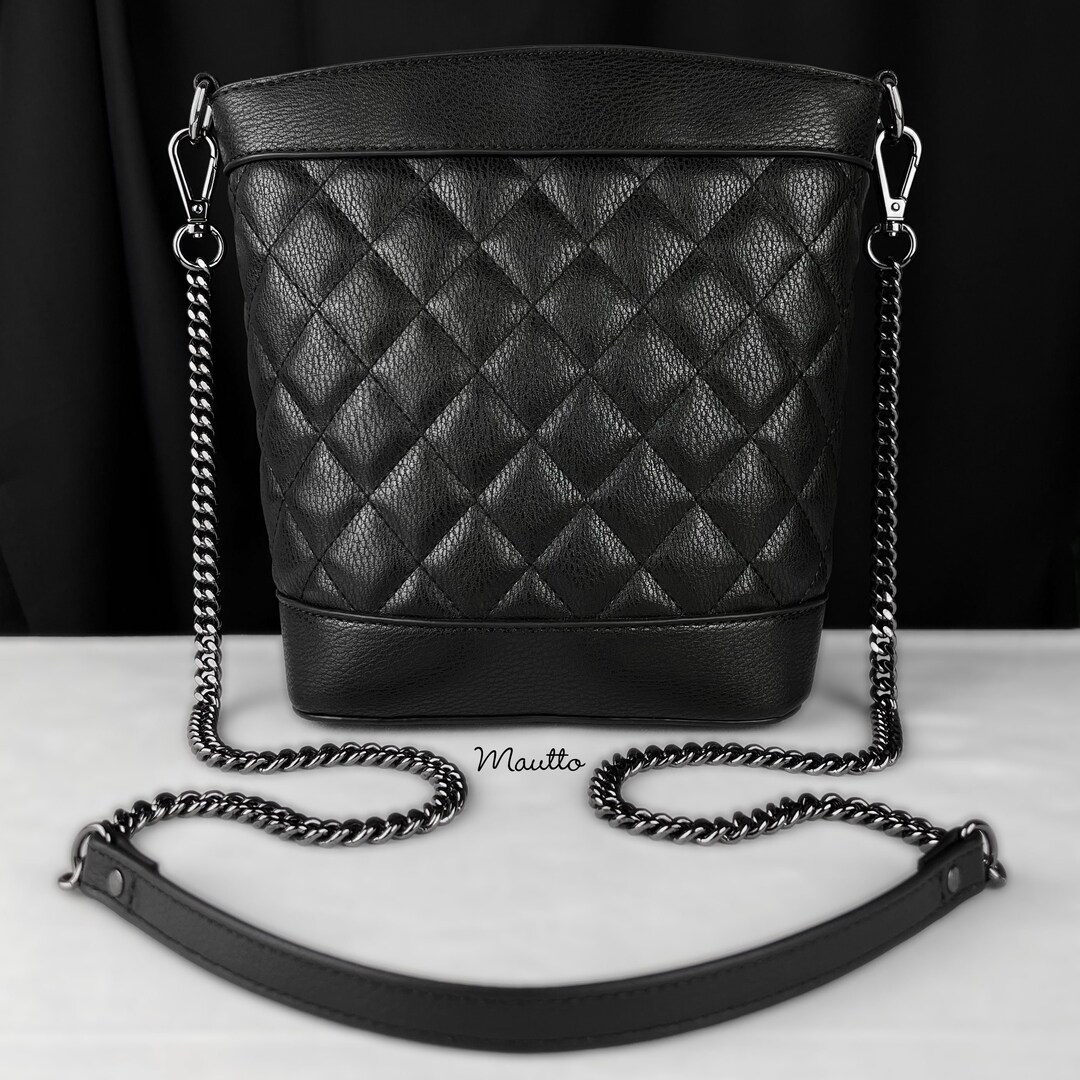 Gunmetal Black Chain Strap With Leather Handle – Fancy Link, Custom ...