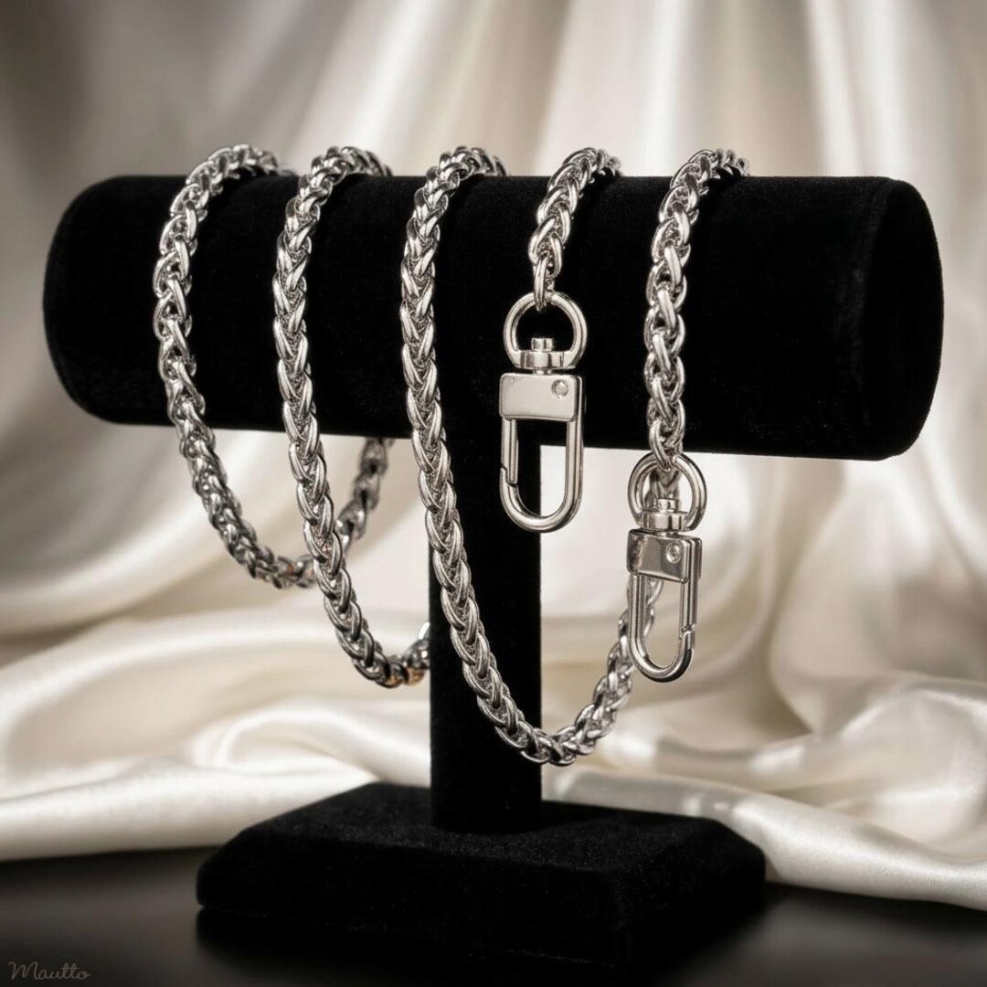 Braided Wheat Chain Strap - Silver Purse/handbag Chain, Customize ...