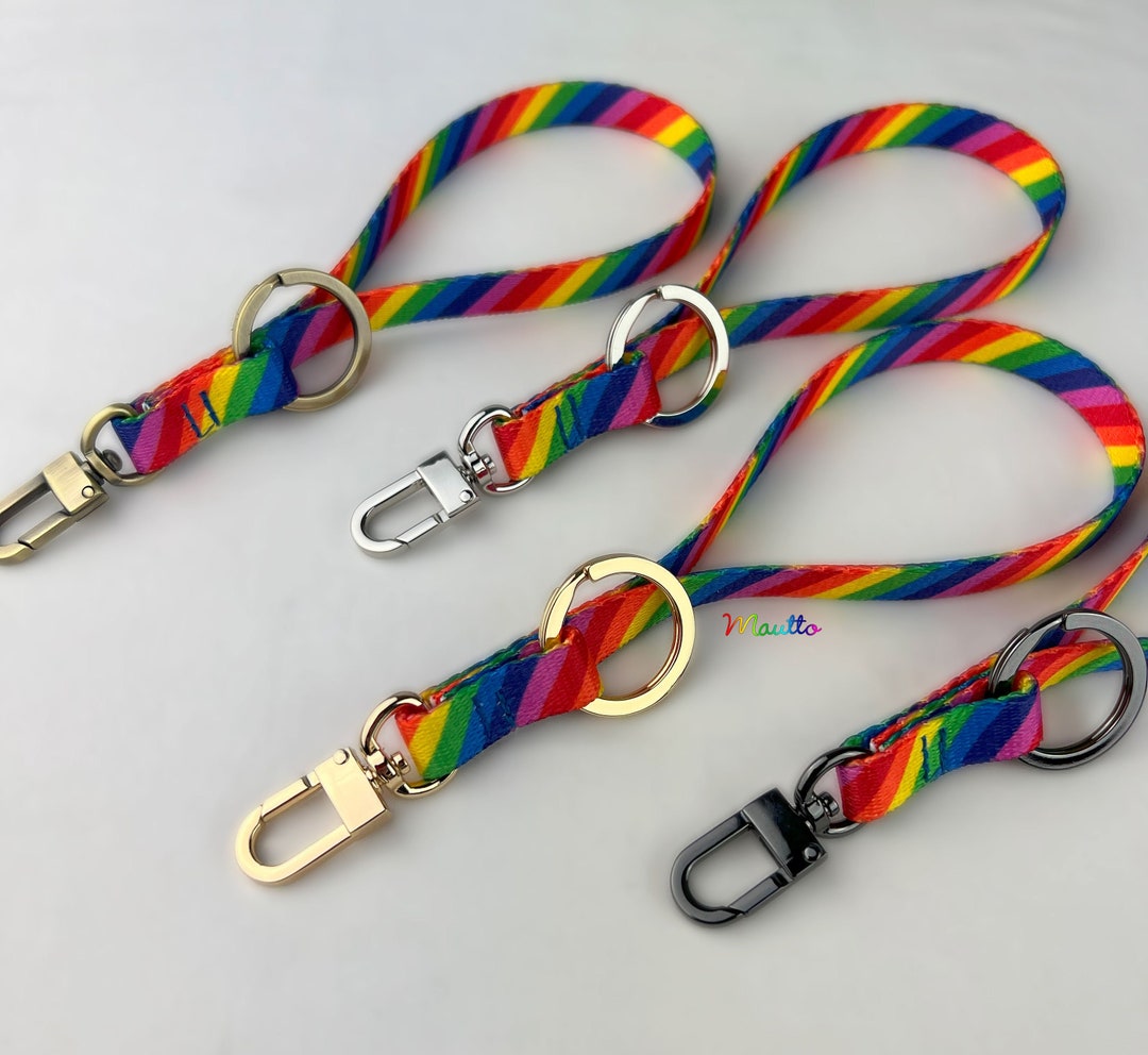 Rainbow Keychain Wrist Strap: Pride LGBTQ Accessory, Customizable Metal ...