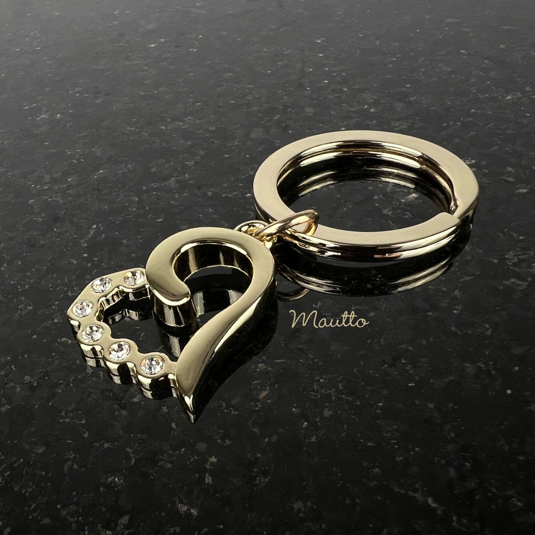 Diamond Heart Key Chain Charm - Key Ring Accessory Fob in Silver or ...