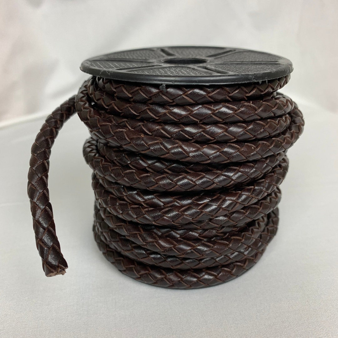 Braided Dark Brown Leather Bolo Cord - 350 Inches / 29 Feet - 6mm (1/4 ...