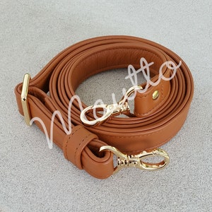 Tan Genuine Leather Crossbody Strap With Gold Hardware + Rings, Strap ...