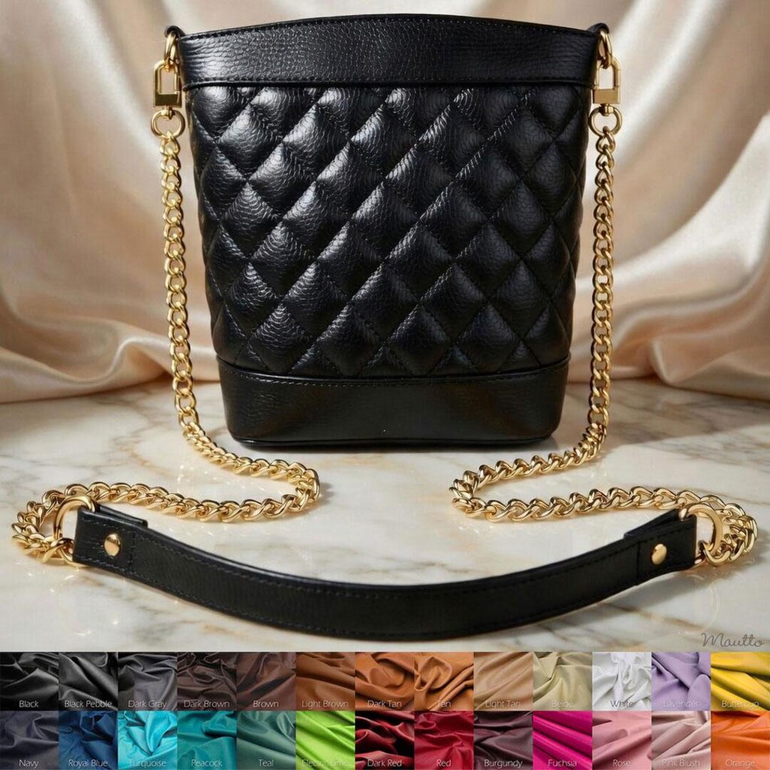 Gold Chain Bag Strap – Leather Handle, Large Classic Curb Chain ...