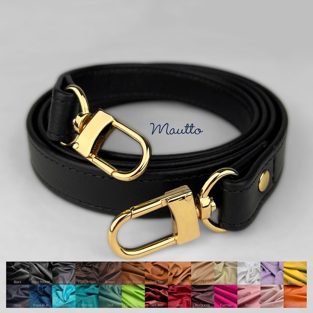 Black Pebble Leather Purse Strap – Customize Length and Connector ...