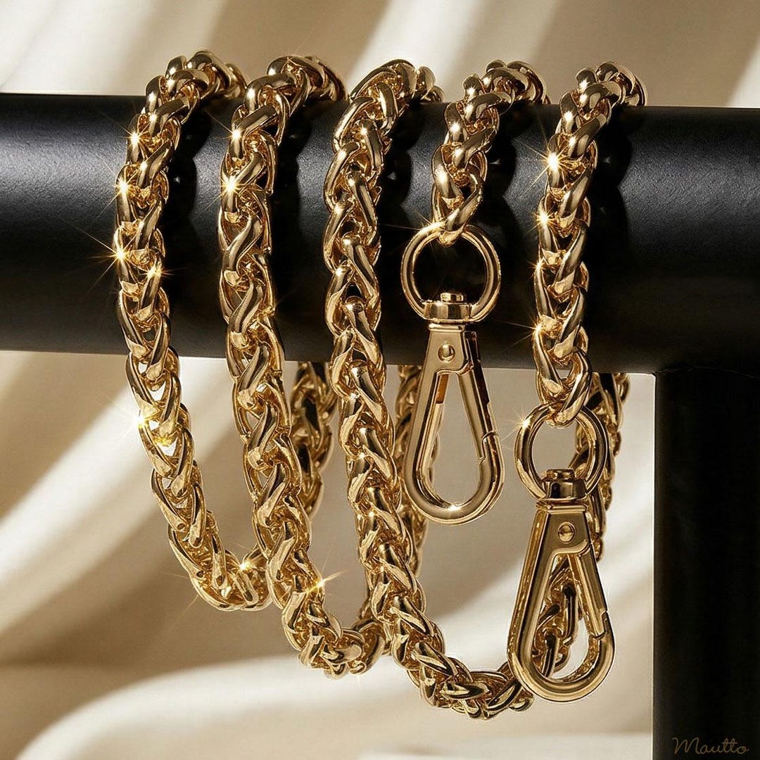 Gold Braided Chain Bag Strap – Luxury Wheat-style Purse Chain, Large ...