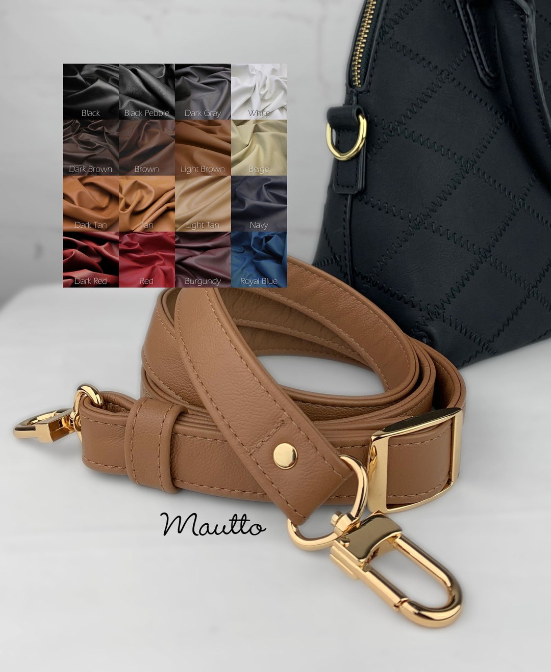 Adjustable Genuine Leather Crossbody Strap – Replacement Purse Strap ...