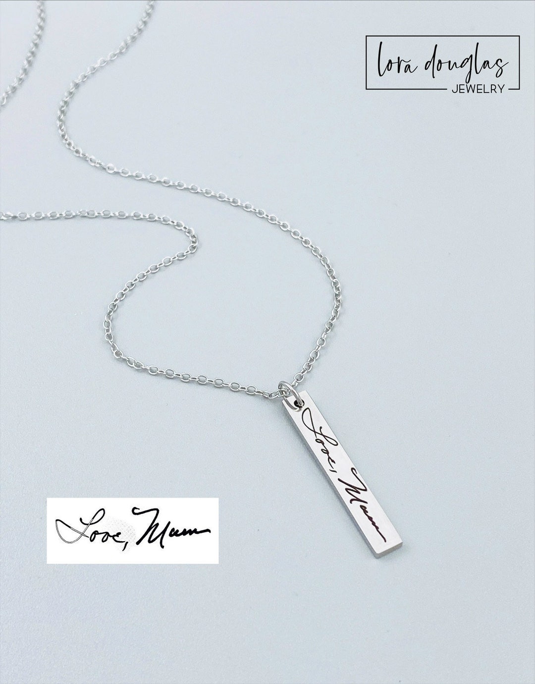 Handwriting Jewelry, Engraved Handwriting, Handwriting Pendant ...