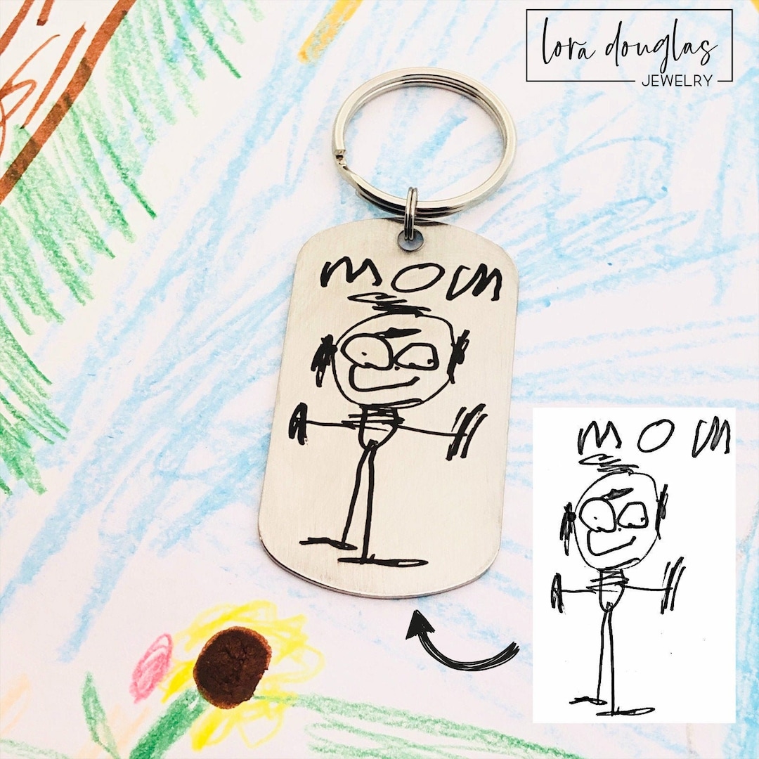 Custom Keychain, Engrave Your Drawing or Handwriting, Stainless Steel ...