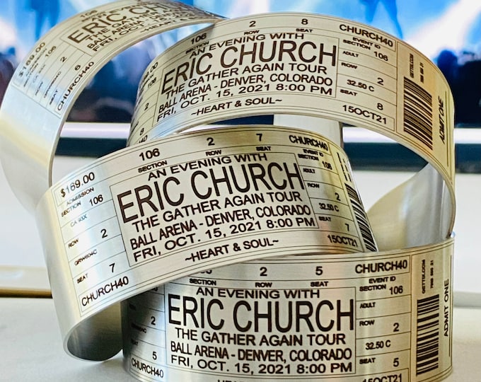 Concert Ticket Bracelet, Personalized Concert Ticket Bracelet, Concert ...