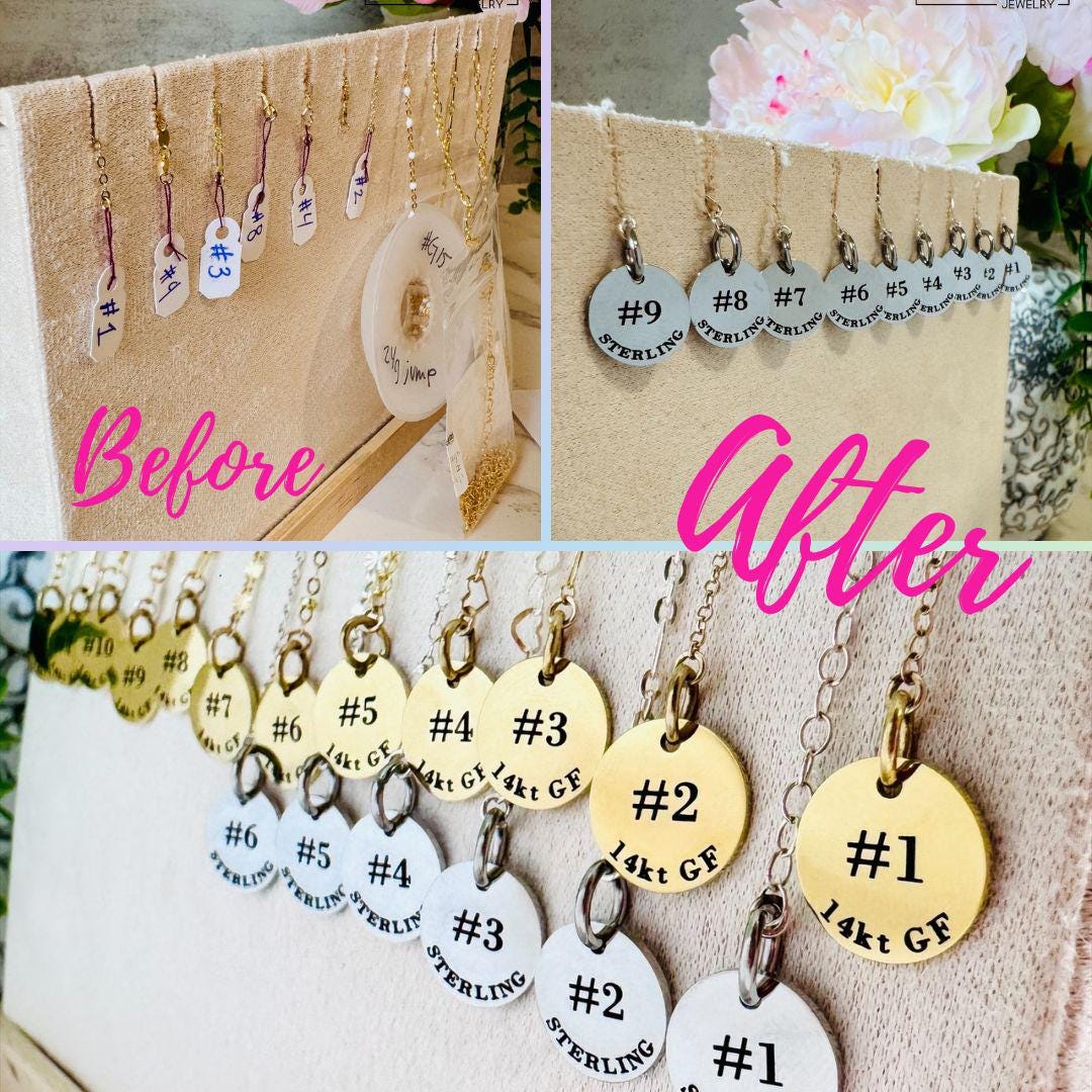 Custom Metal ID Tags for Permanent Jewelry Display, 13mm Laser Engraved ...
