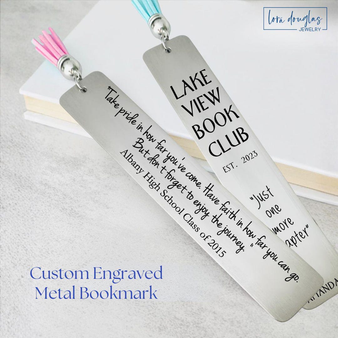Engraved Metal Bookmark, Personalized Stainless Steel Bookmark With ...