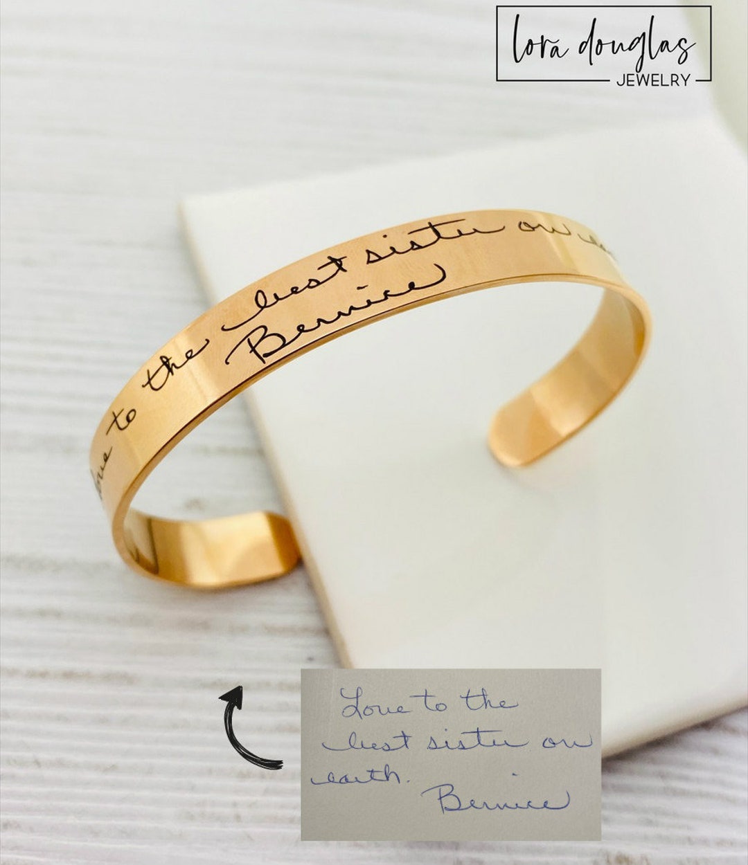 Engraved Handwriting, Handwriting Bracelet, Handwriting Jewelry, Rose ...