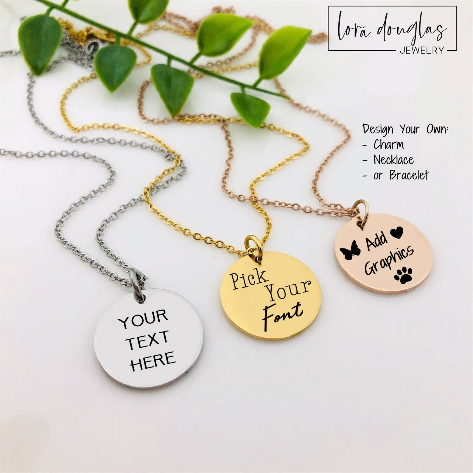 Custom Engraved Charms, Laser Engraved 3/4 Inch Stainless Steel Disc ...