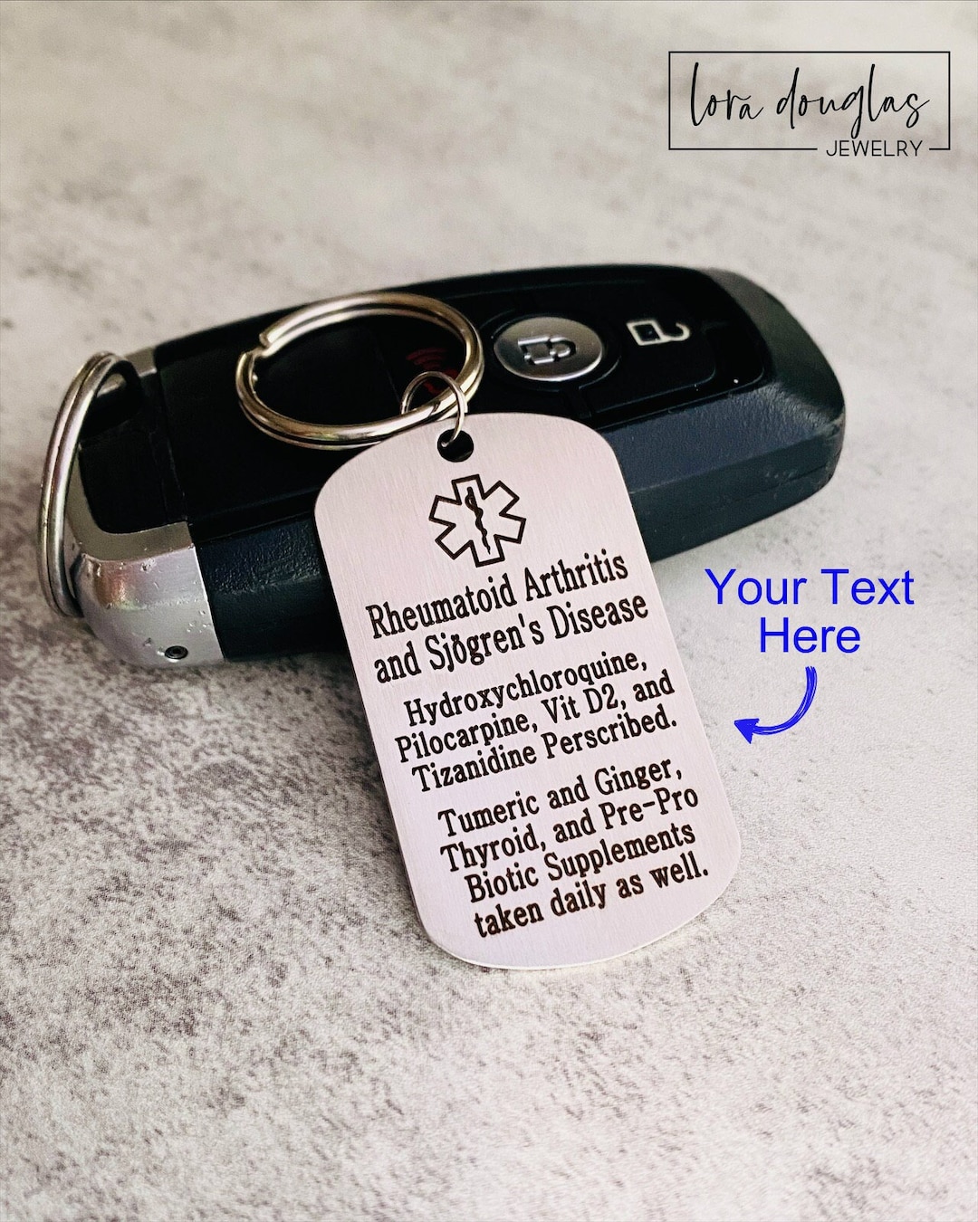 Medical Alert Keychain, Medical Alert Dog Tag, Custom Engraved Keychain ...