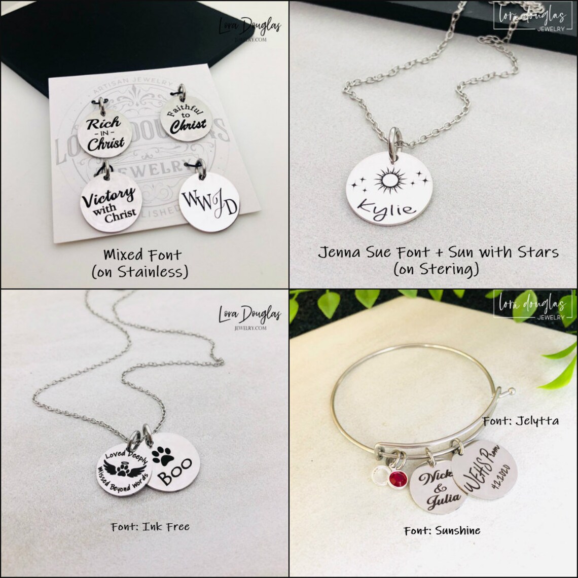 Custom Engraved Charms, Laser Engraved 3/4 Inch Stainless Steel Disc ...