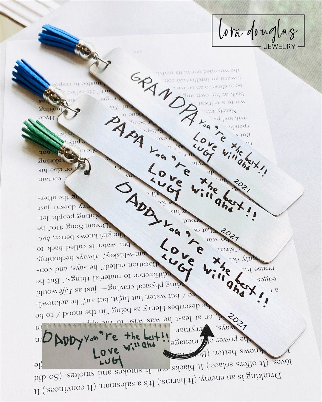 Handwriting Bookmark, Personalized Bookmark Made From Real Handwriting ...