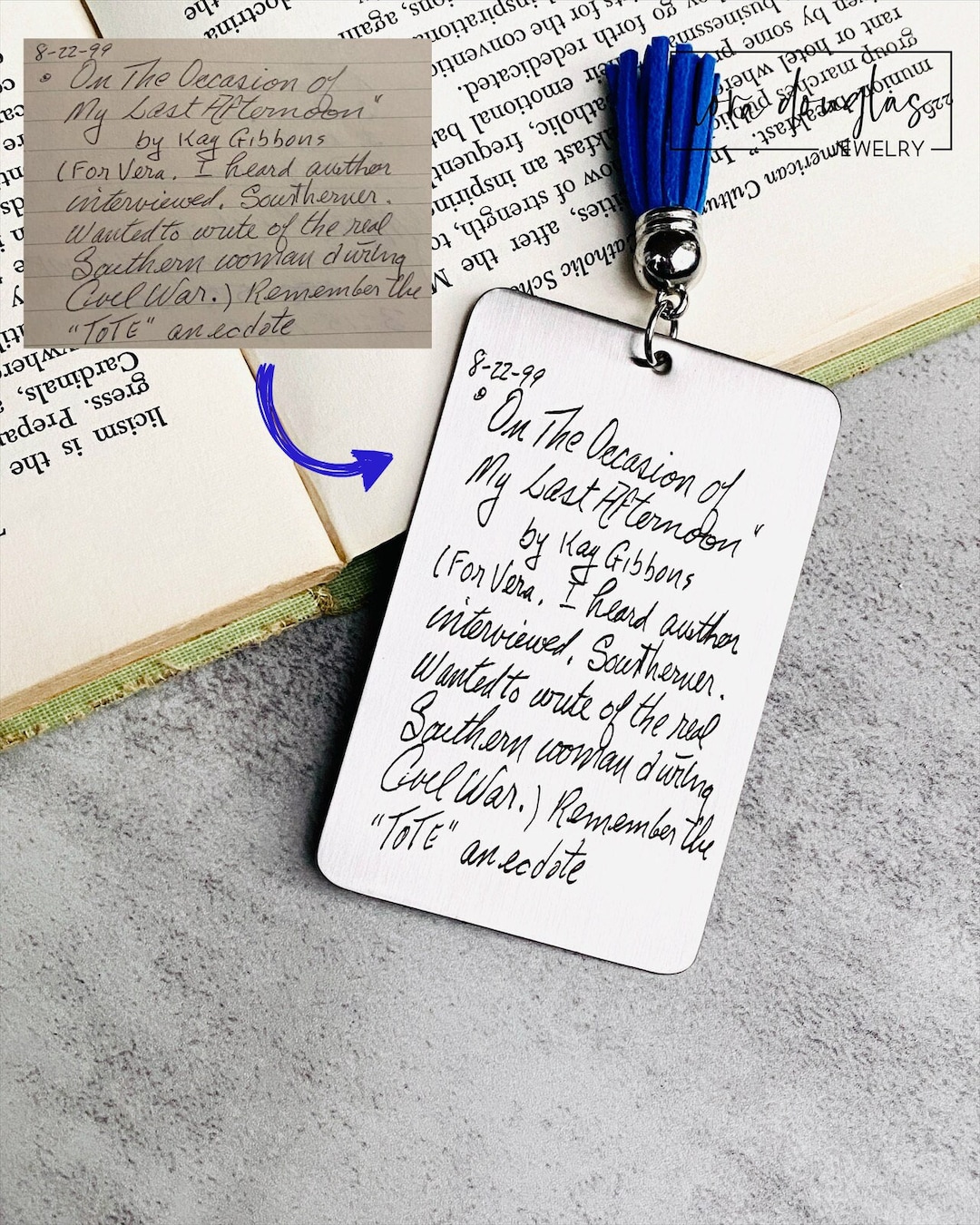 Custom Handwriting Bookmark, Silver Stainless Steel Engraved Bookmark ...