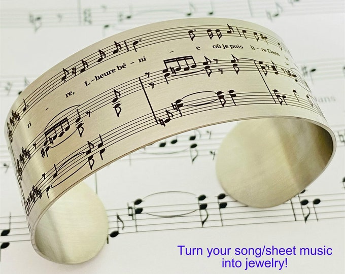 Sheet Music Bracelet, Personalized Sheet Music Bracelet, Custom Sheet ...