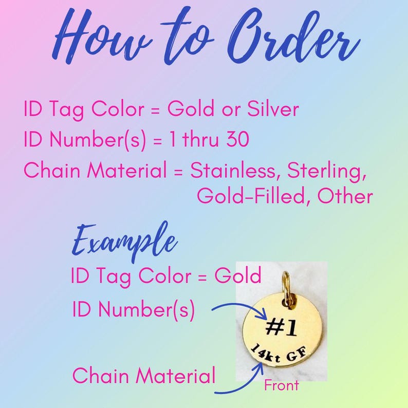 Custom Metal ID Tags for Permanent Jewelry Display, 13mm Laser Engraved ...