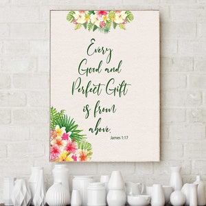 Bible Verse Wall Art Download, Scripture Wall Art Printable, Tropical ...