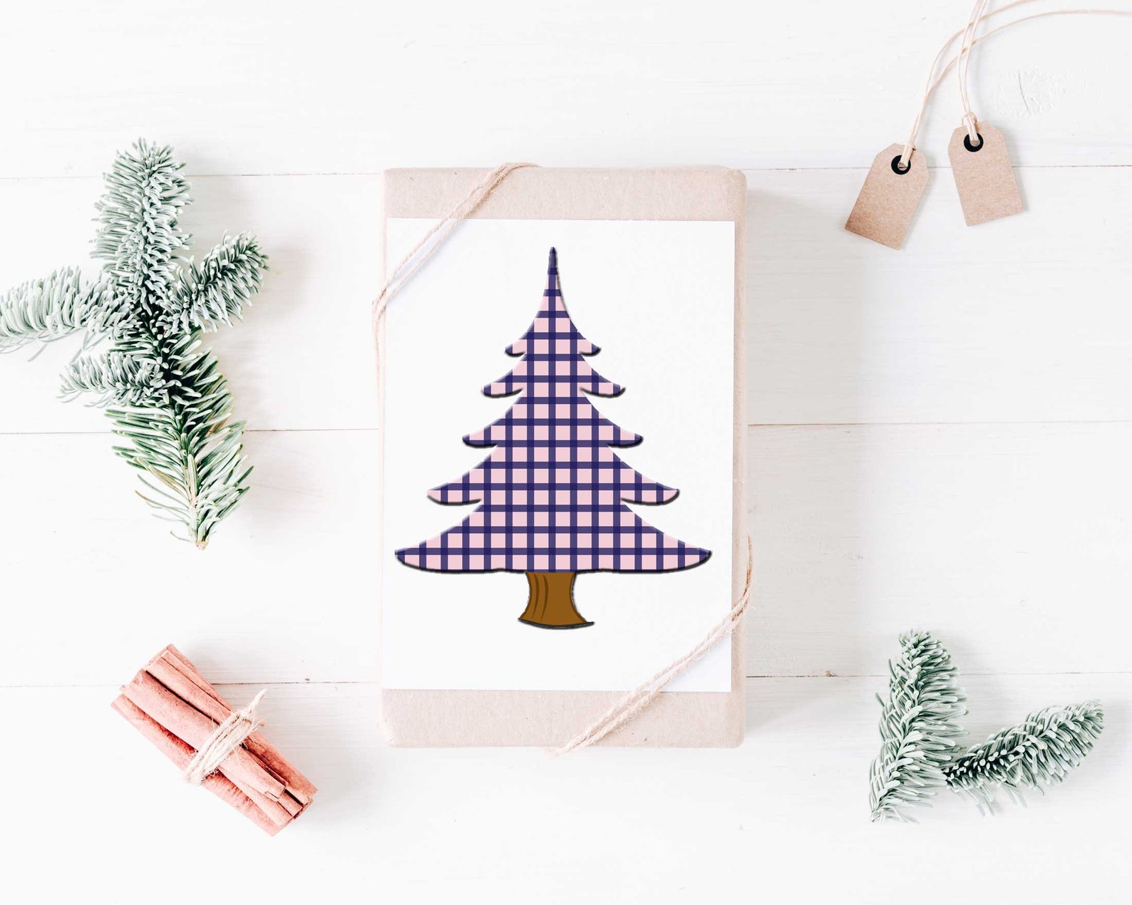 Christmas Tree PNG Holiday Clipart Buffalo Plaid Card - Etsy