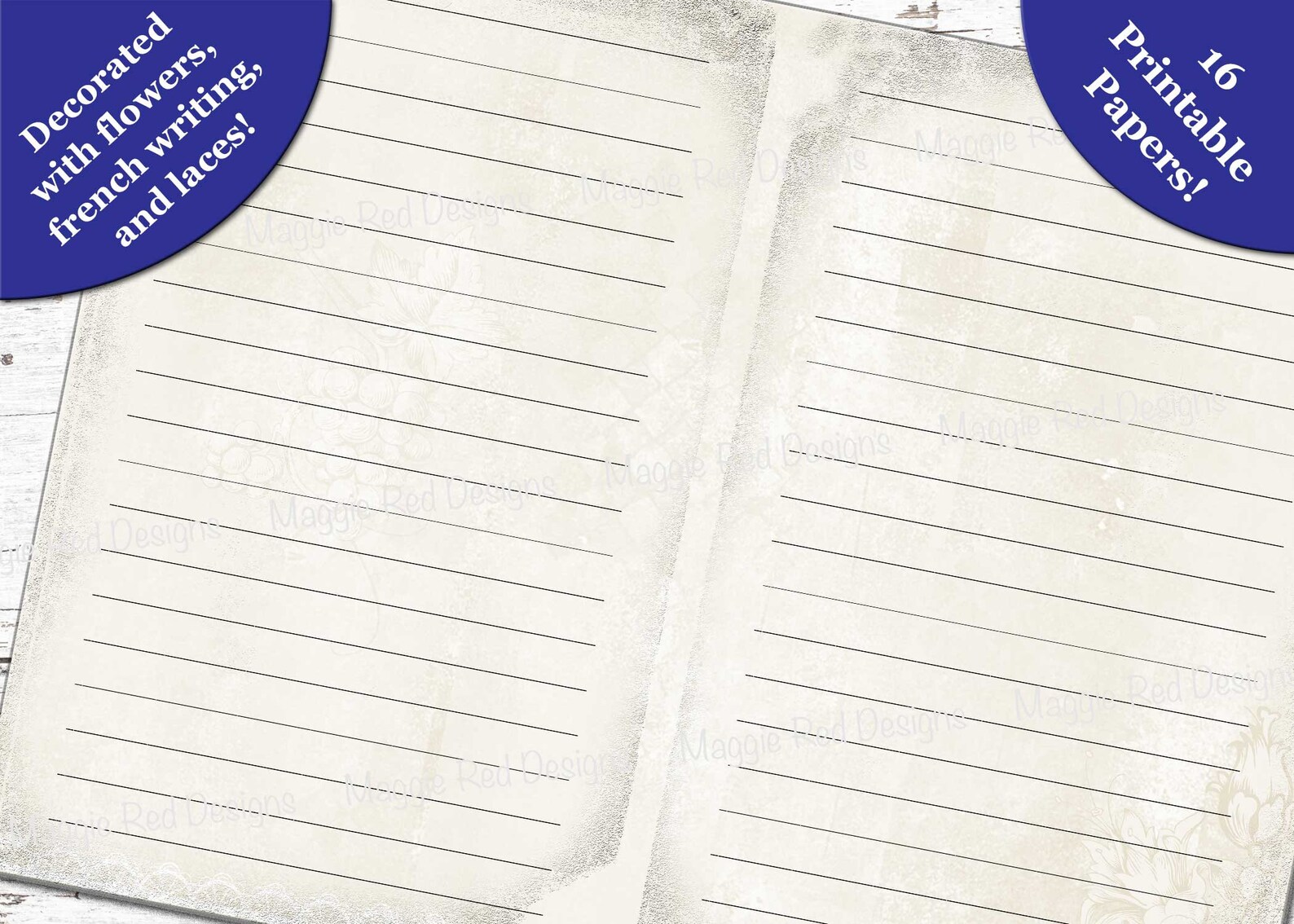 Printable Journal Pages, Digital Paper Pack, Junk Journal Pages, Lined ...