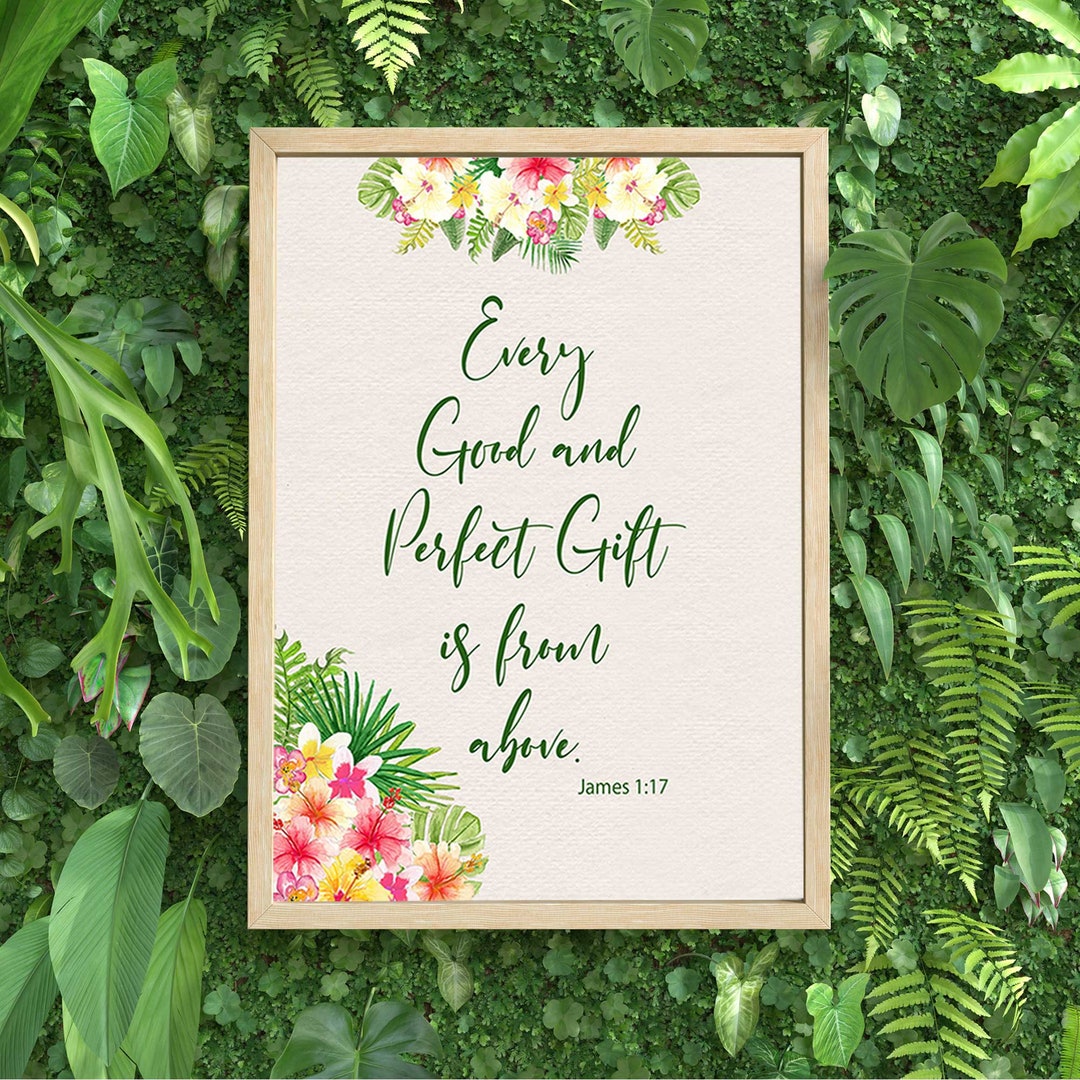 Bible Verse Wall Art Download, Scripture Wall Art Printable, Tropical ...