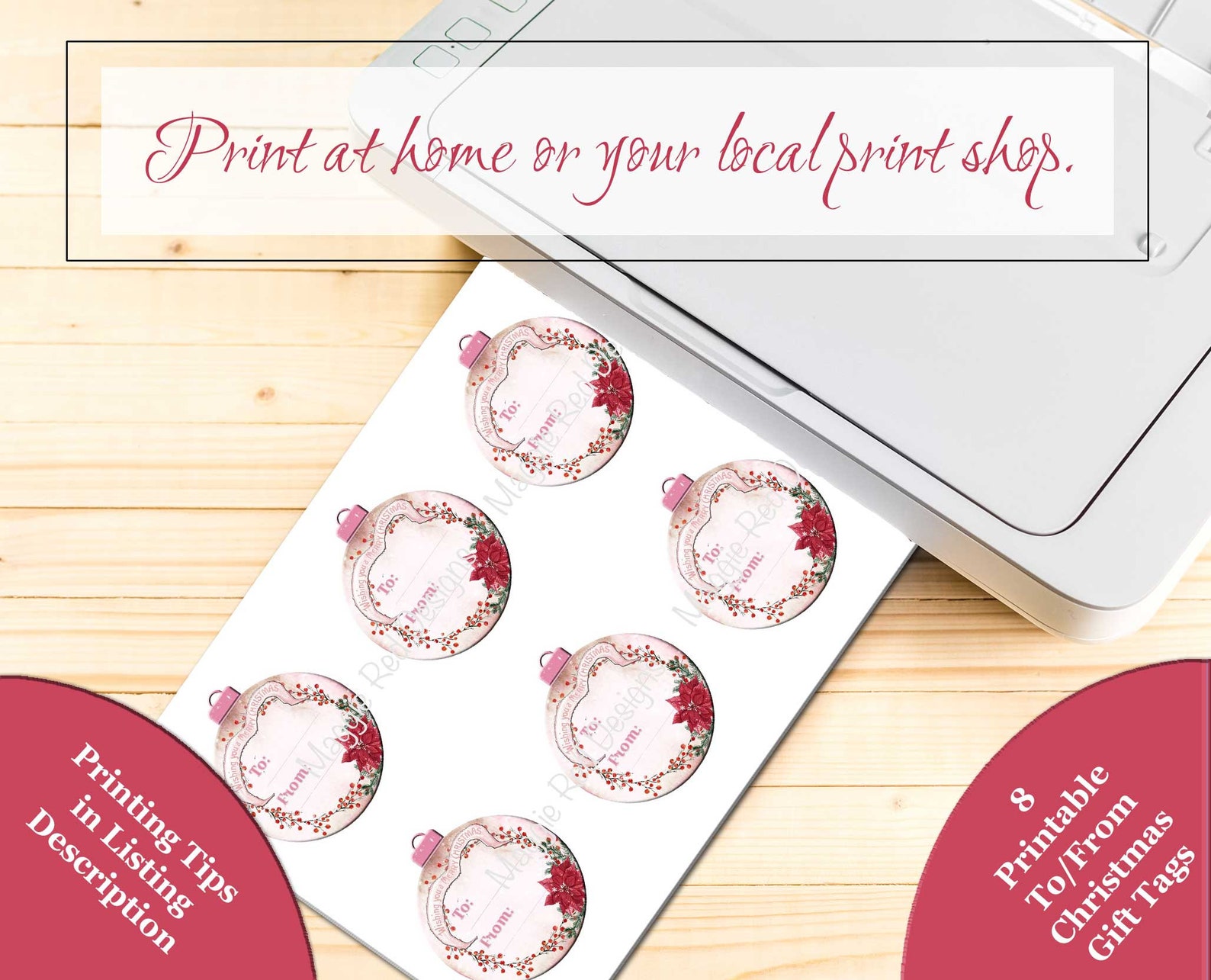 Printable Christmas Gift Tags Holiday Gift Tags Pink - Etsy