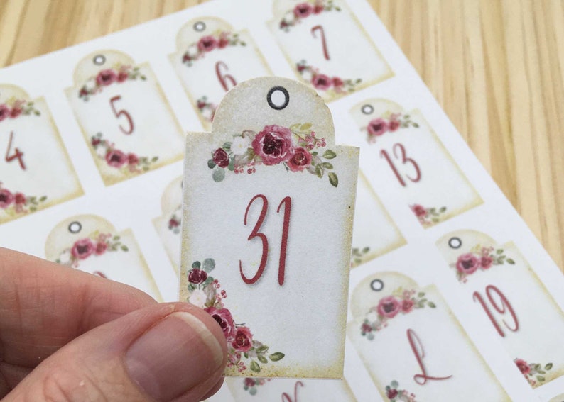 Printable Shabby Chic Alphabet and Number Tags: Rose Ephemera (PDF ...