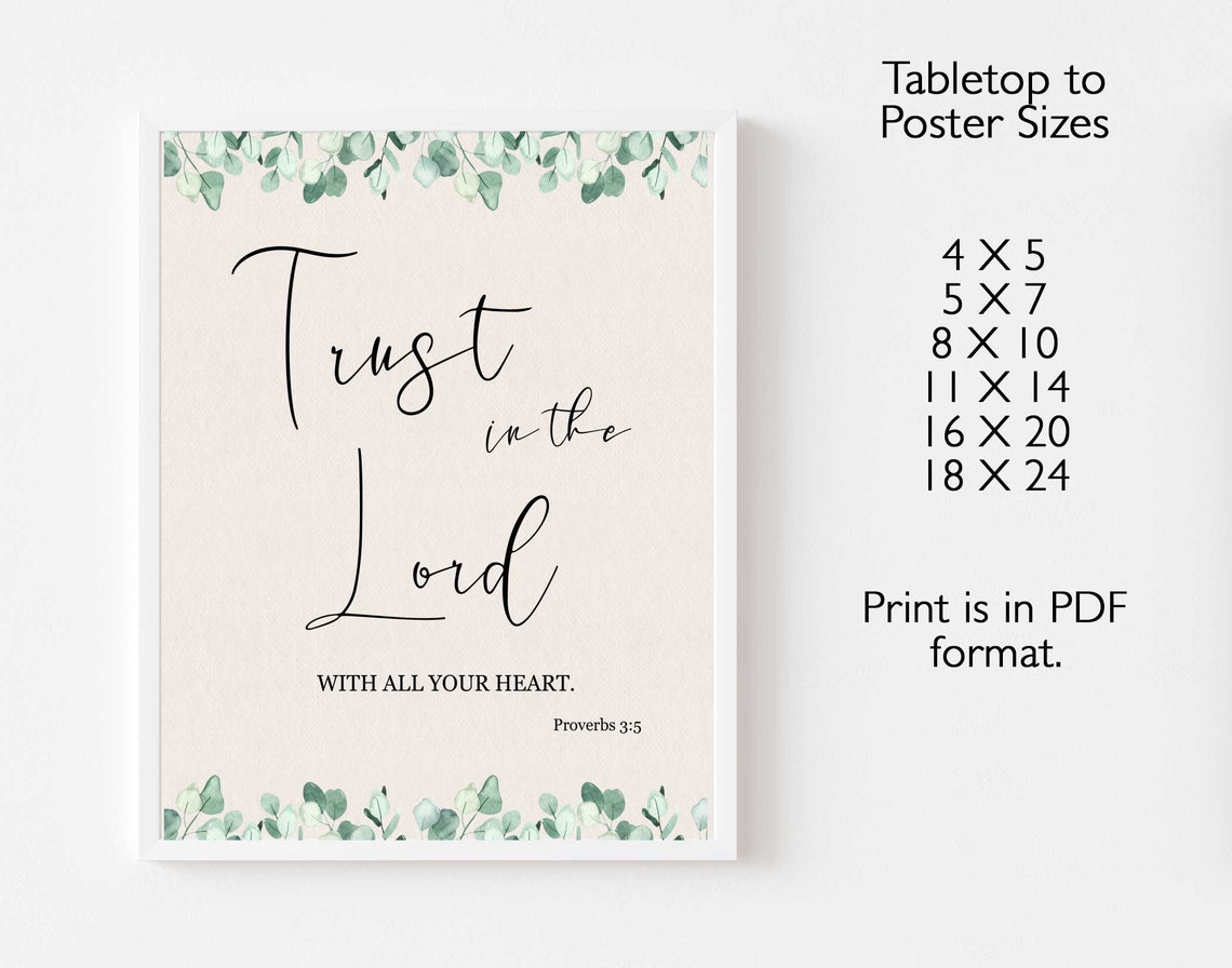 Trust in the Lord Bible Verses Wall Decor Tabletop Print | Etsy