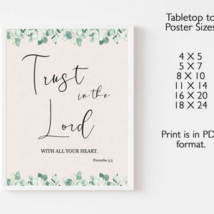 Trust in the Lord, Bible Verses Wall Decor, Tabletop Print, Kitchen ...