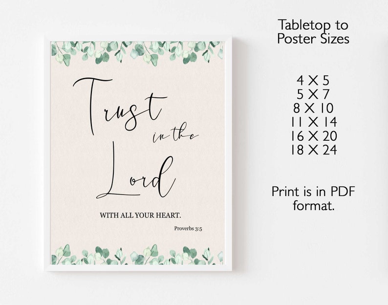 Trust in the Lord Bible Verses Wall Decor Tabletop Print | Etsy