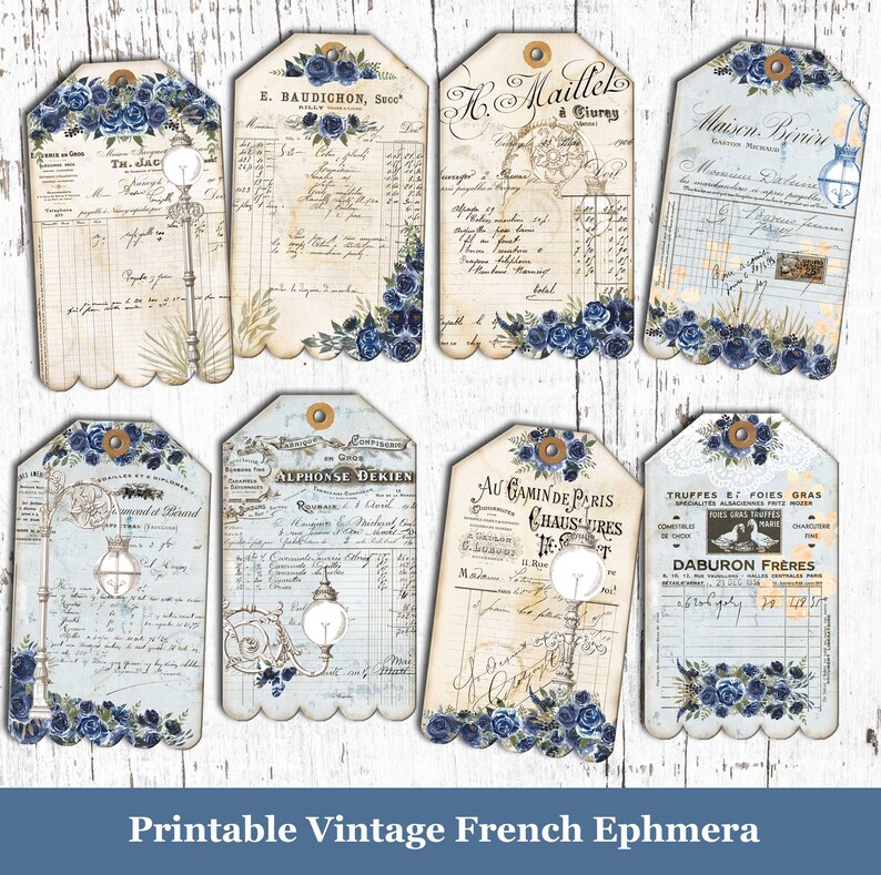 Junk Journal Printable Vintage Ephemera Tags Digital - Etsy