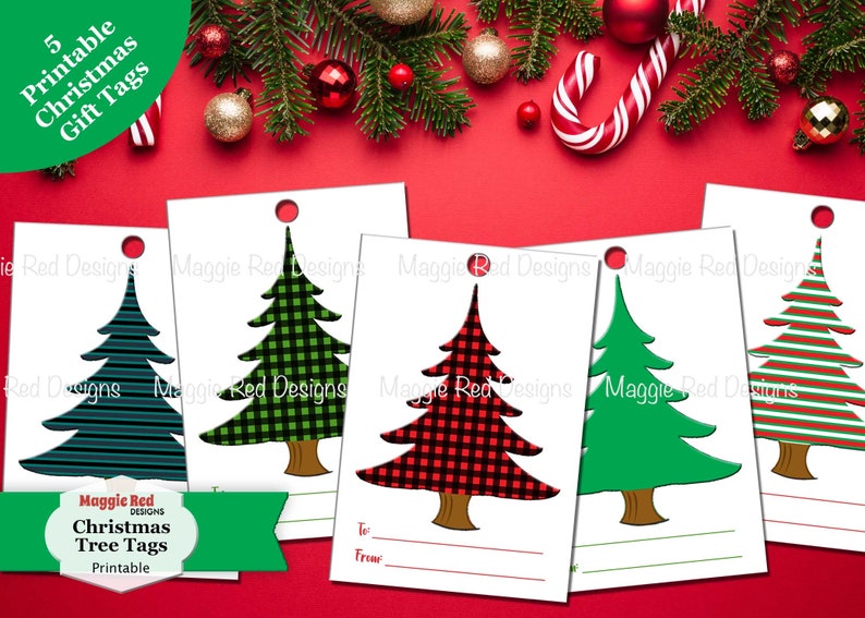 Printable Christmas Gift Tags Set Printable Christmas Tree - Etsy