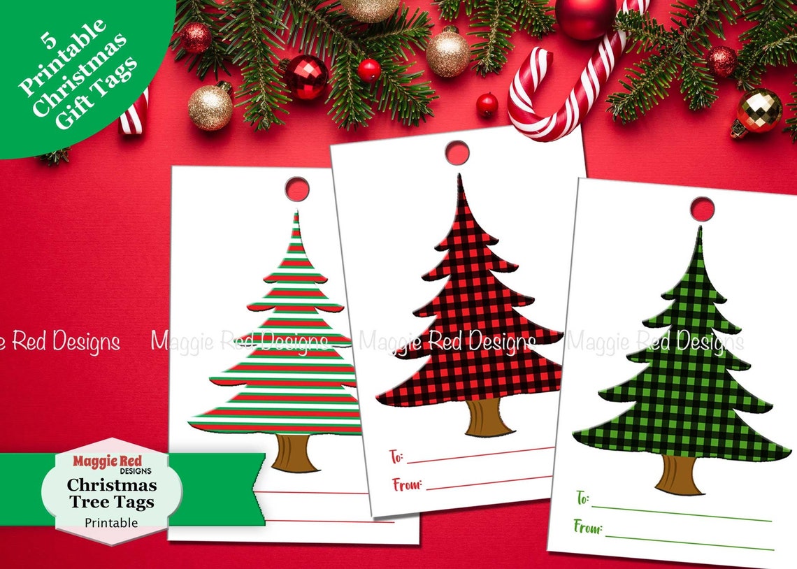 Printable Christmas Gift Tags Set Printable Christmas Tree - Etsy