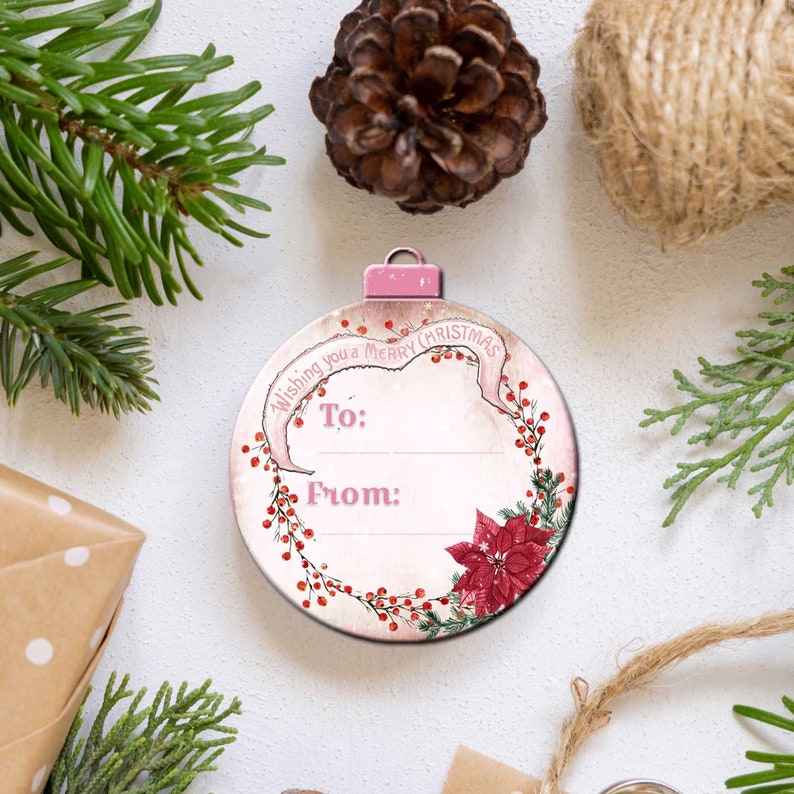 Printable Christmas Gift Tags Holiday Gift Tags Pink - Etsy