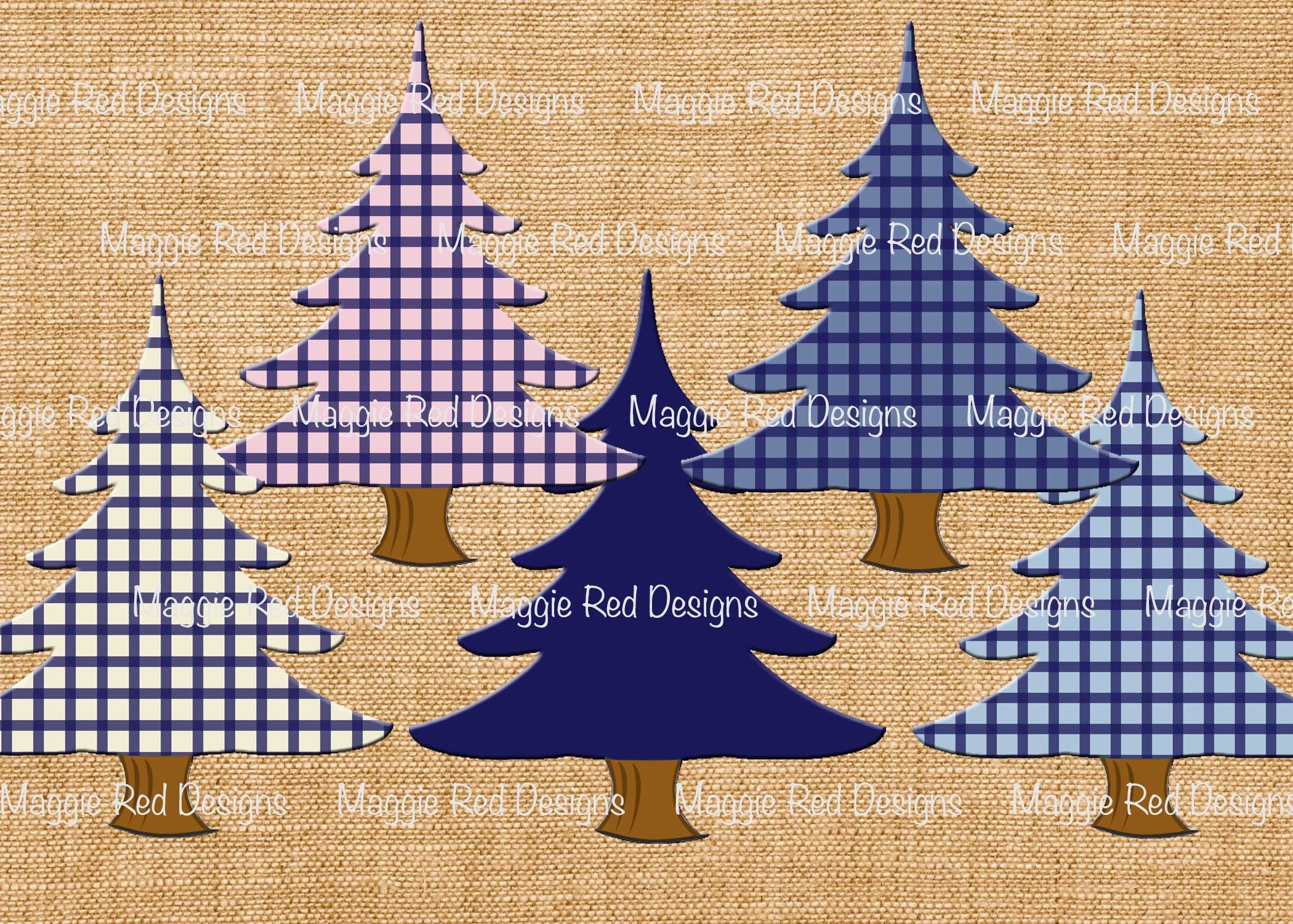 Christmas Tree PNG Holiday Clipart Buffalo Plaid Card - Etsy