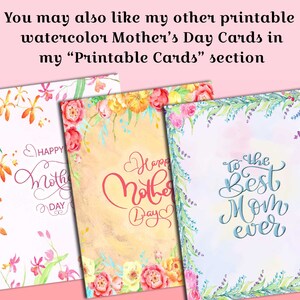 Printable Watercolor Mothers Day Card, Calligraphy, Digital Download ...
