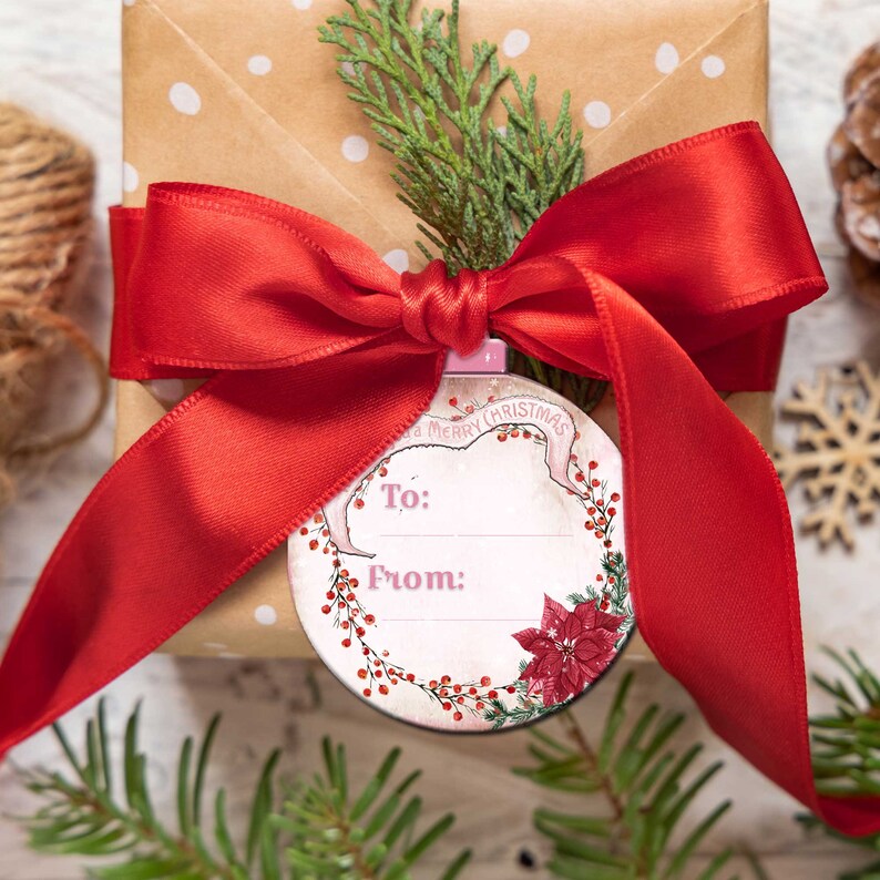 Printable Christmas Gift Tags Holiday Gift Tags Pink - Etsy
