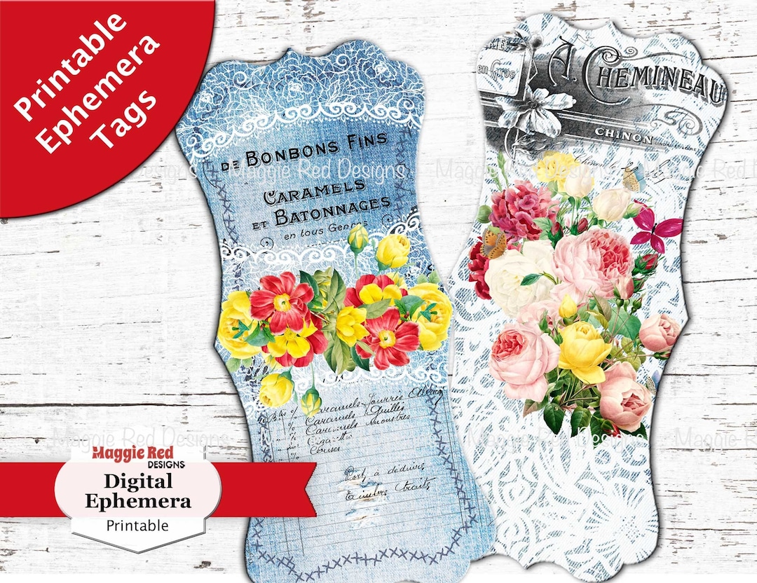 Digital Ephemera, Journal Printable, Tags, Junk Journal Ephemera ...