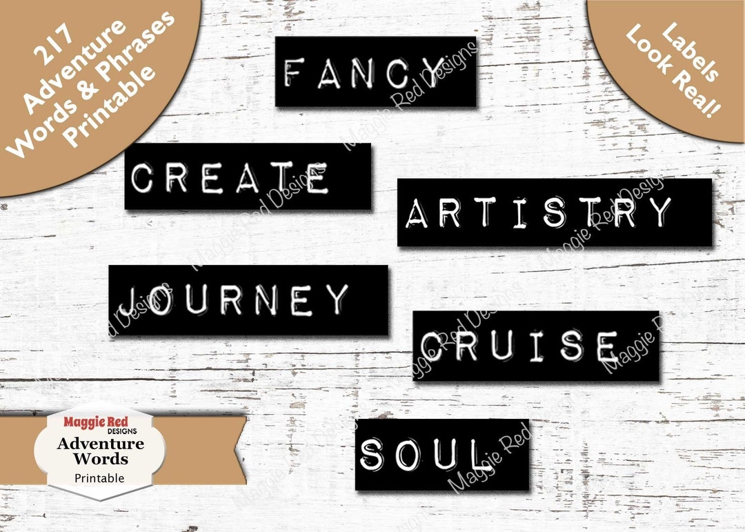 Adventure Word Stickers: Black & White Printable Quotes (digital ...