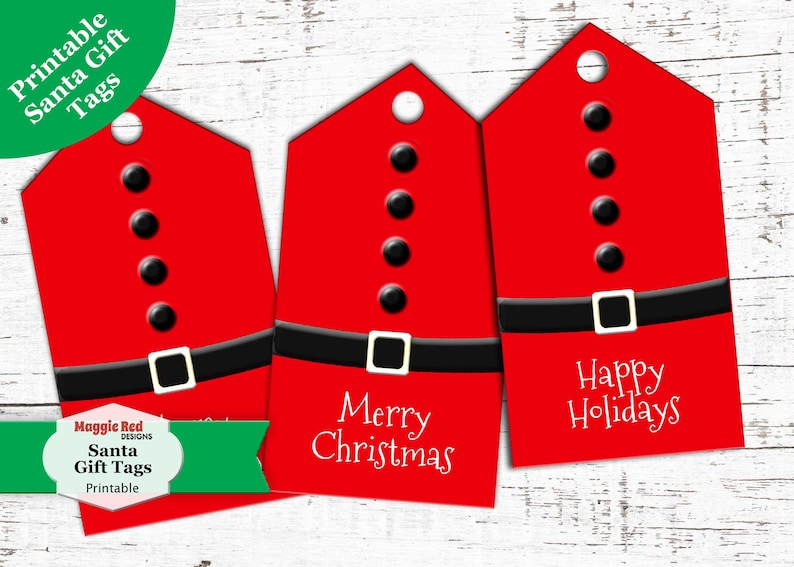 Printable Christmas Gift Tags Santa Claus Holiday Gift Tags - Etsy