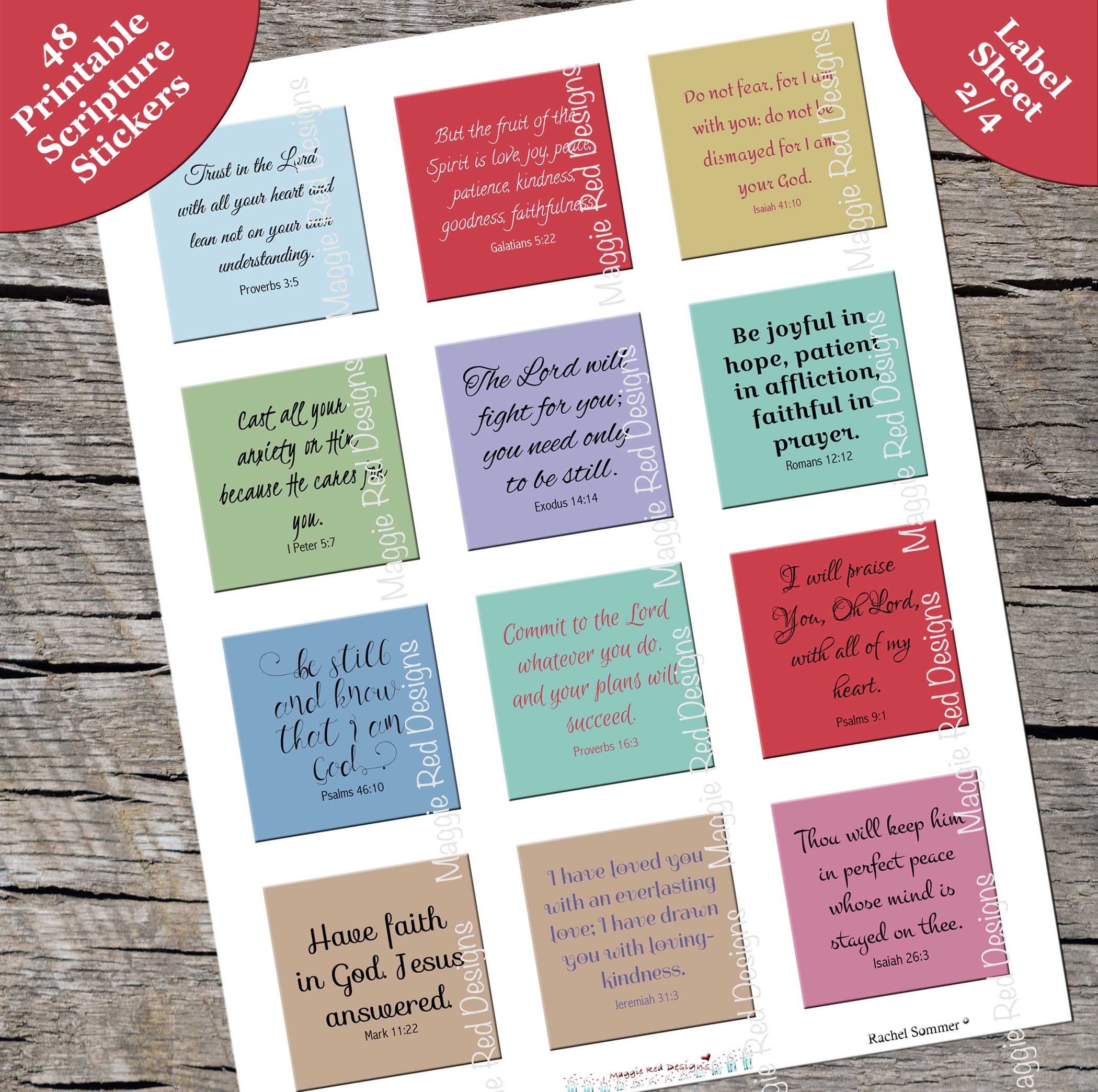 Christian Stickers Printable Bible Verse Faith Religious | Etsy