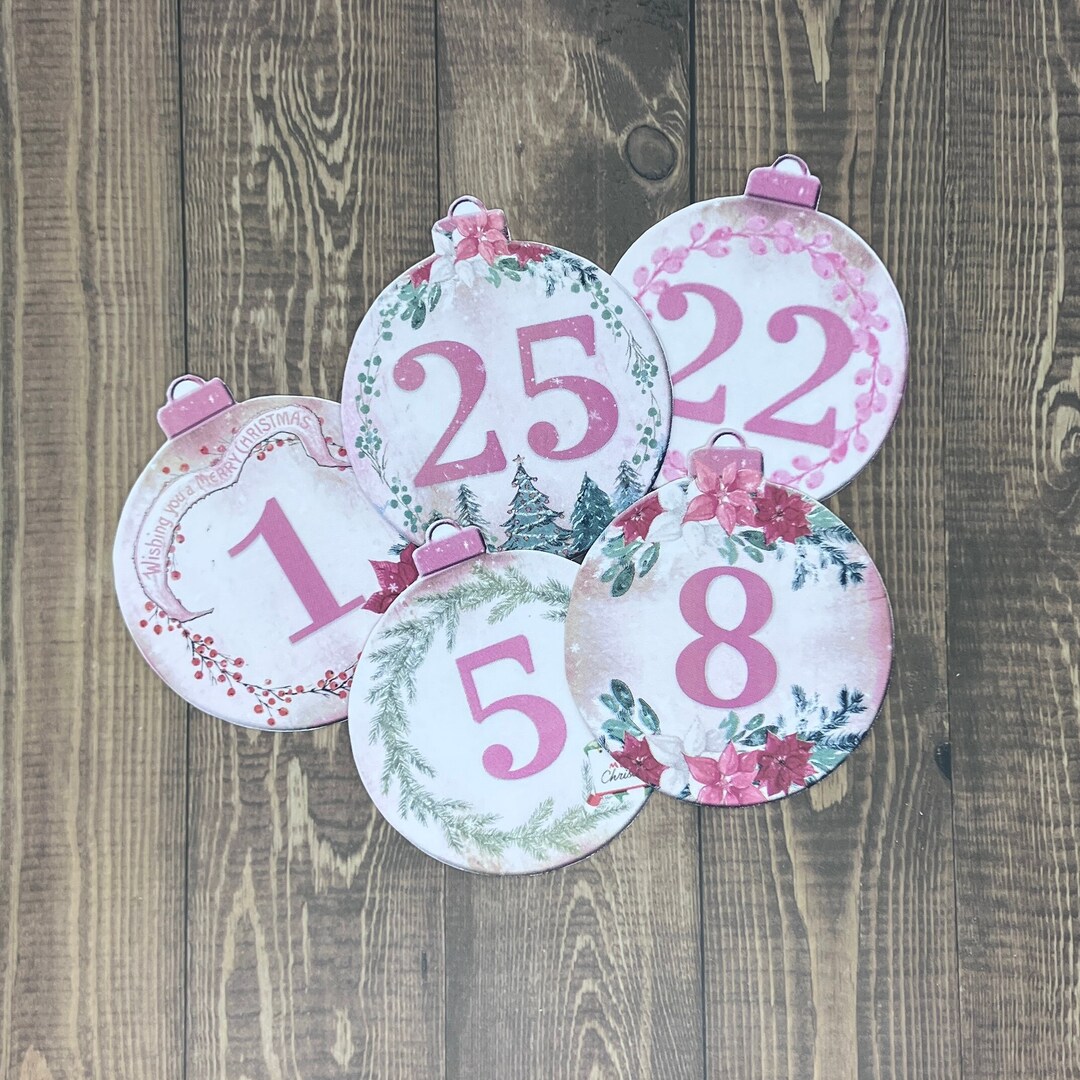 Printable Advent Numbers: Shabby Chic Christmas Ornaments (digital ...