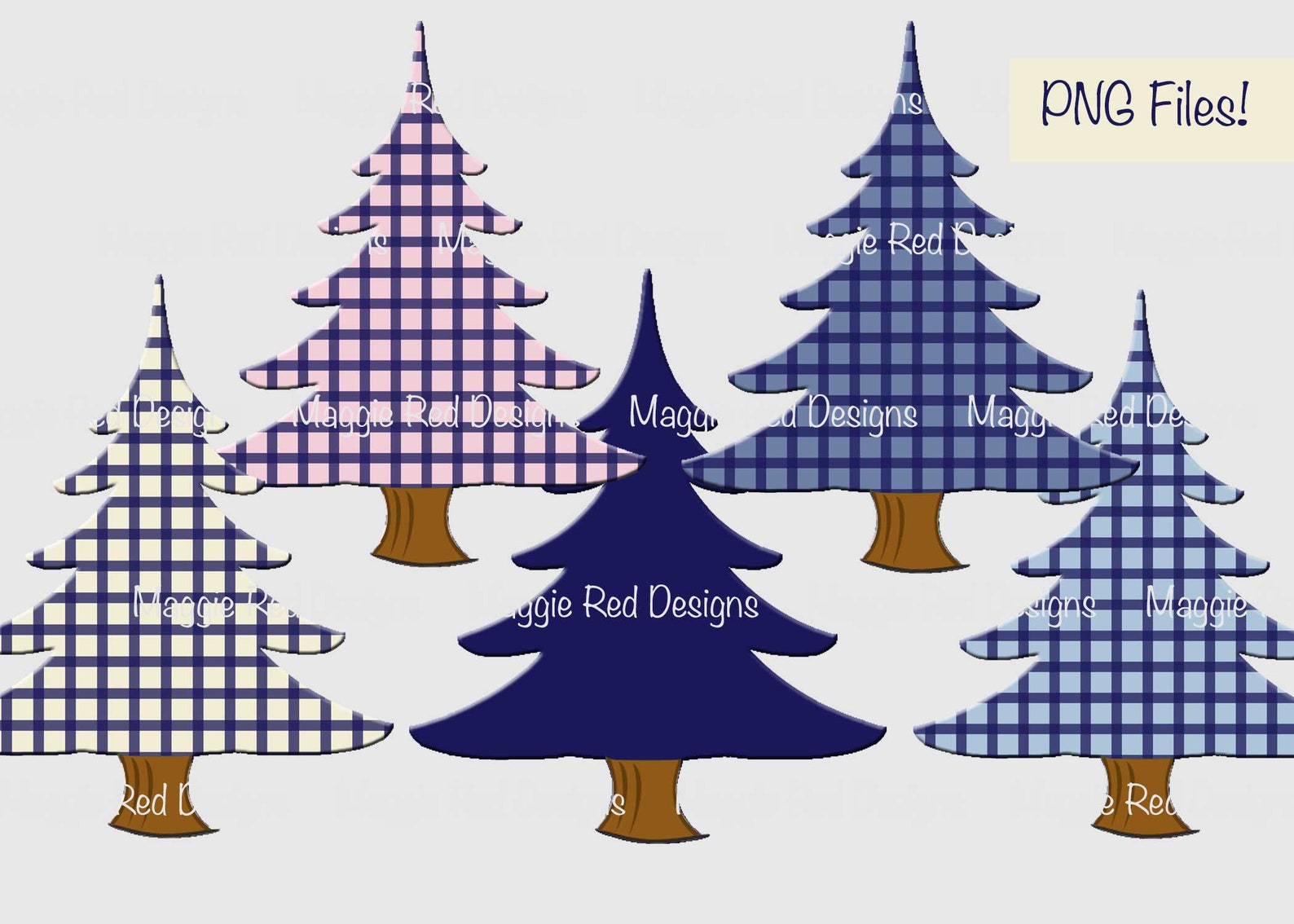Christmas Tree PNG Holiday Clipart Buffalo Plaid Card - Etsy